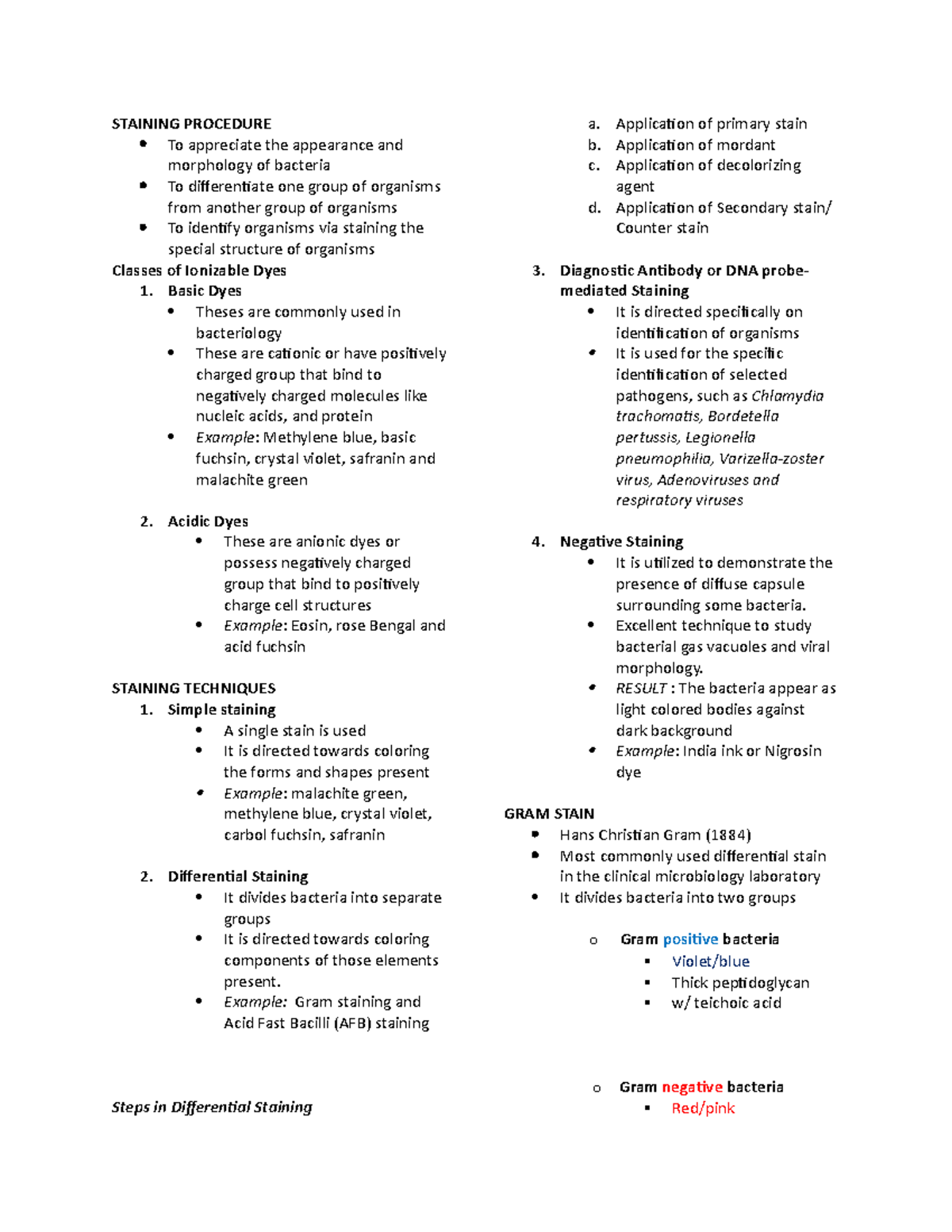 Staining Procedure - STAINING PROCEDURE To appreciate the appearance ...