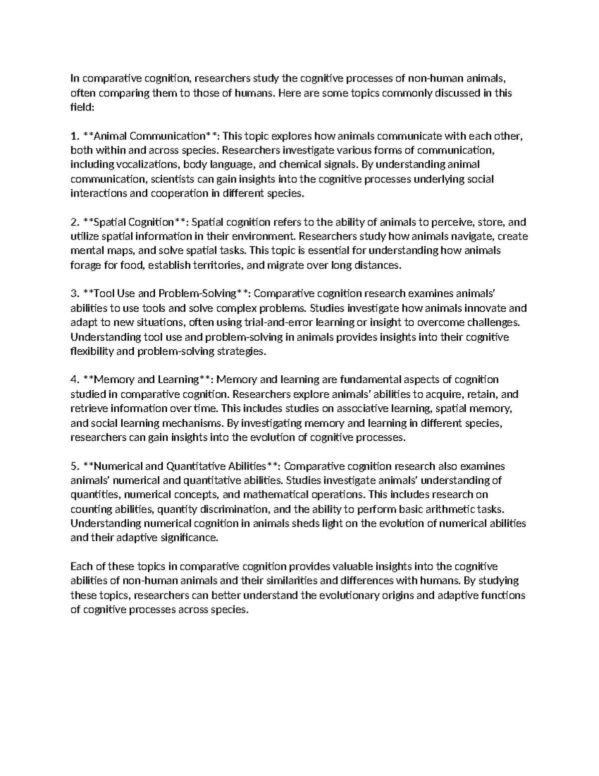 Comparative cognition introduction - In comparative cognition, researchers study the cognitive ...