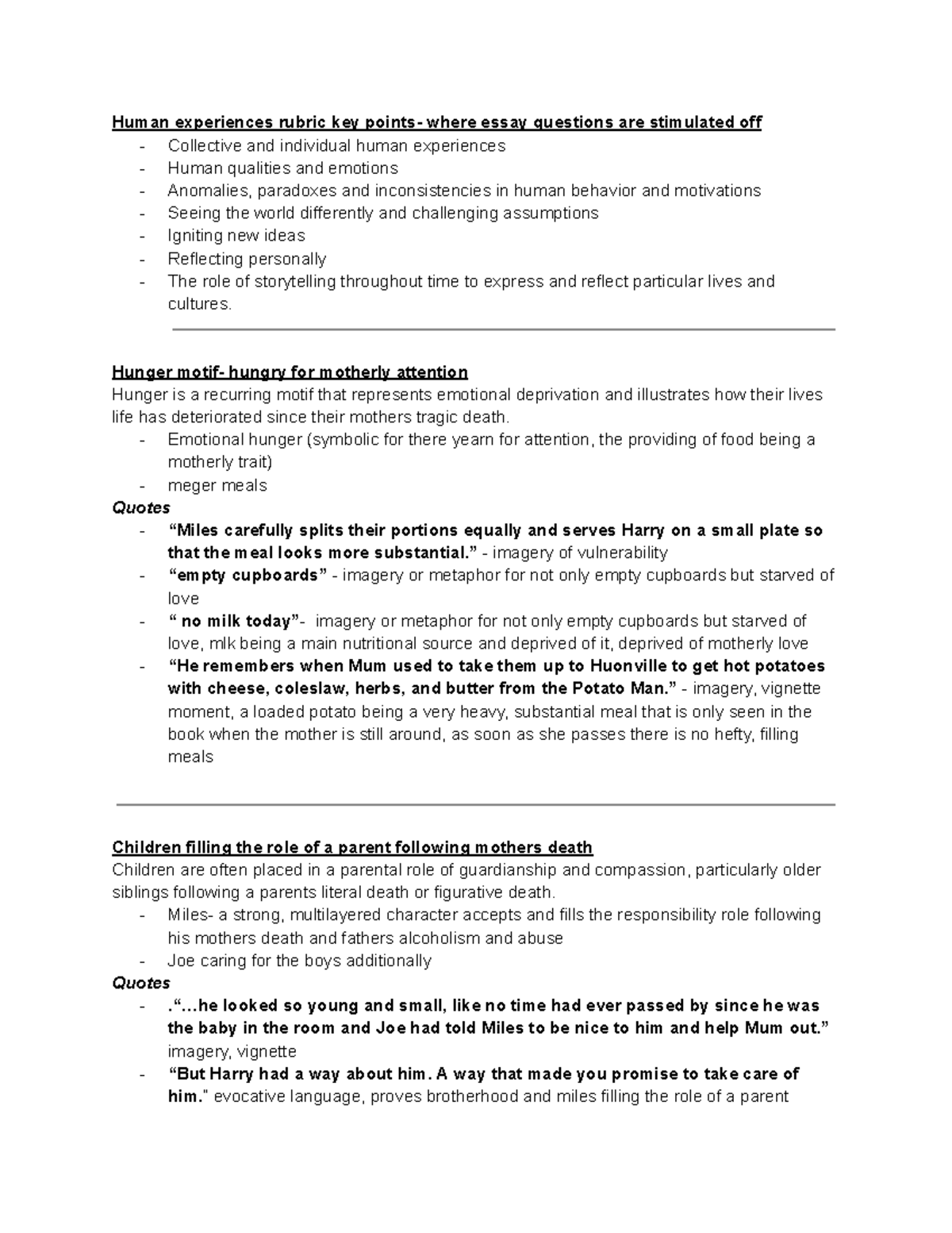 Past the shallows final cheat sheet - Google Docs - Human experiences ...
