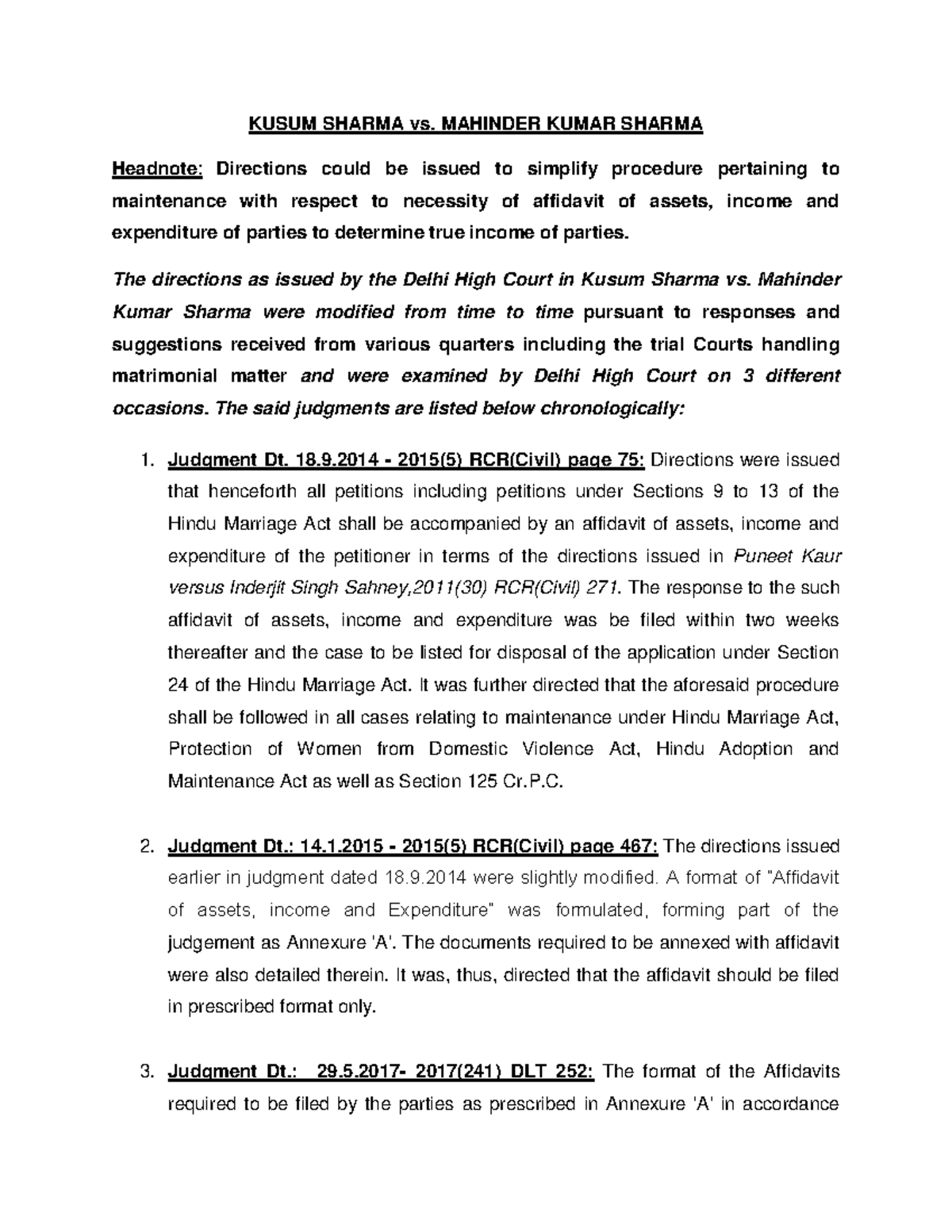 Affidavit of assets format - KUSUM SHARMA vs. MAHINDER KUMAR SHARMA ...