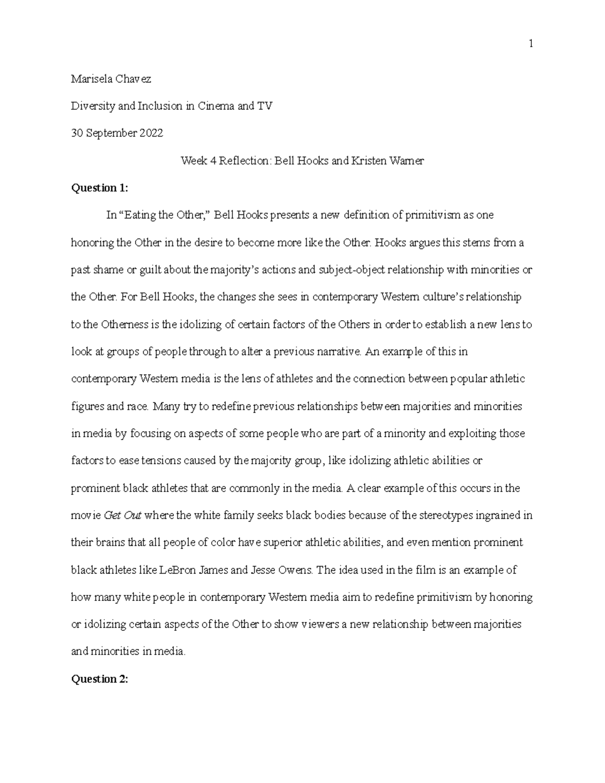 Diversity in Cinema Week 4 Reflection - Marisela Chavez Diversity and ...