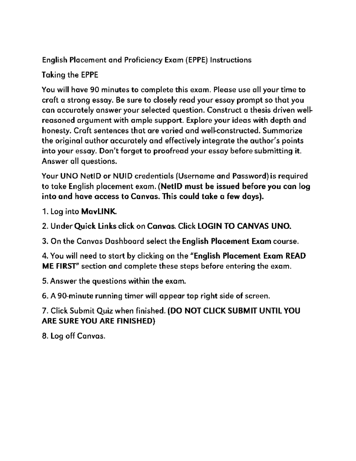 English Placement and Proficiency Exam - ENGL 2000 - Studocu