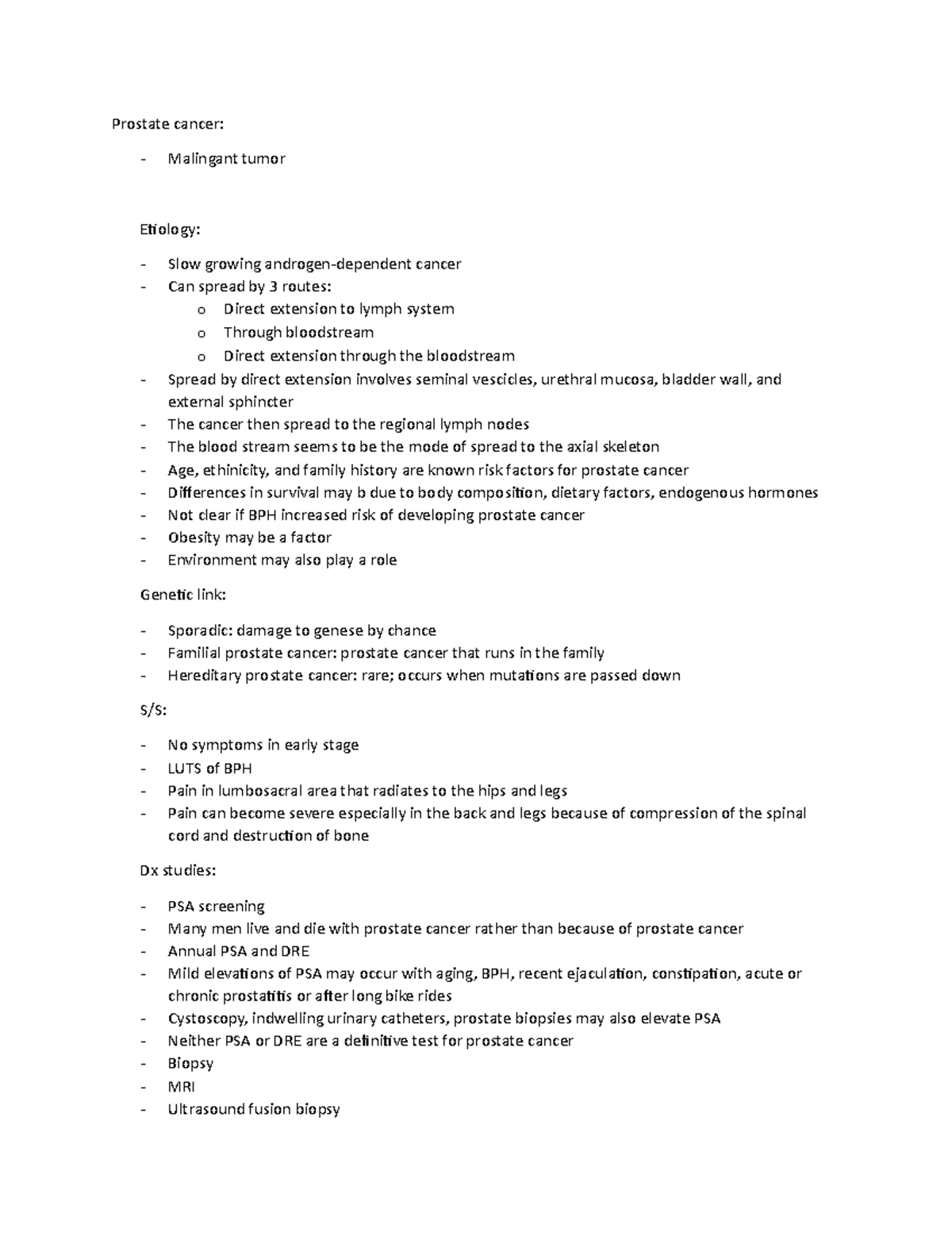 Prostate cancer concept map - Prostate cancer: Malingant tumor Etiology ...