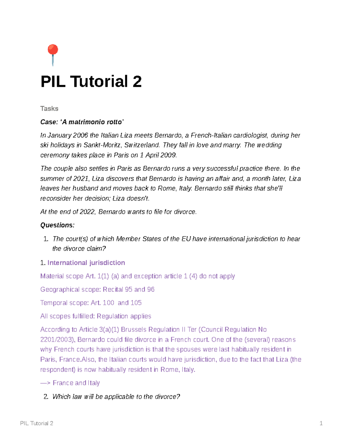 PIL Tutorial 2 - » PIL Tutorial 2 Tasks Case: ‘A matrimonio rotto’ In January 2006 the Italian ...