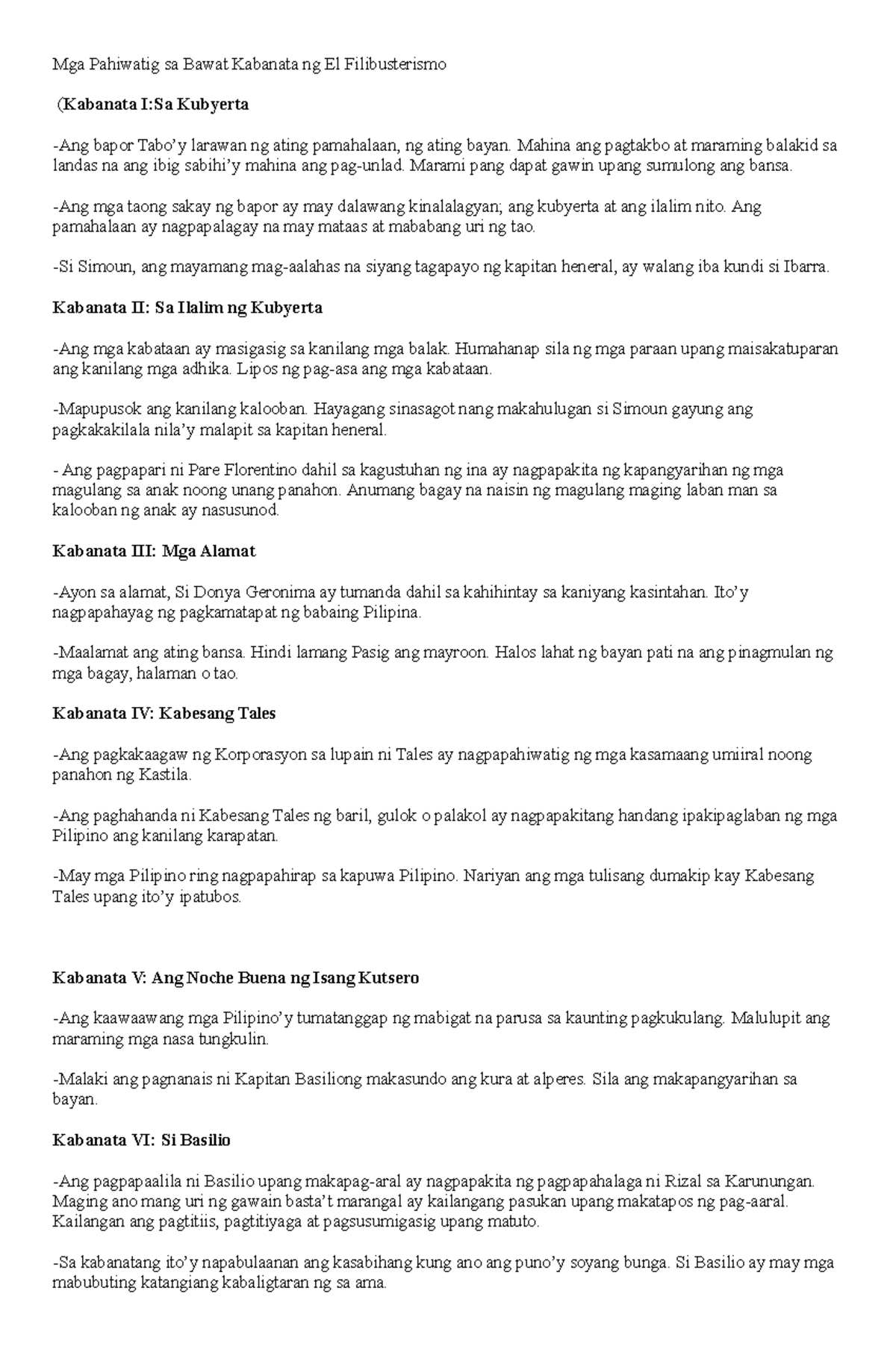 El-fili 1-39 na kabanata (buod) - Mga Pahiwatig sa Bawat Kabanata ng El ...