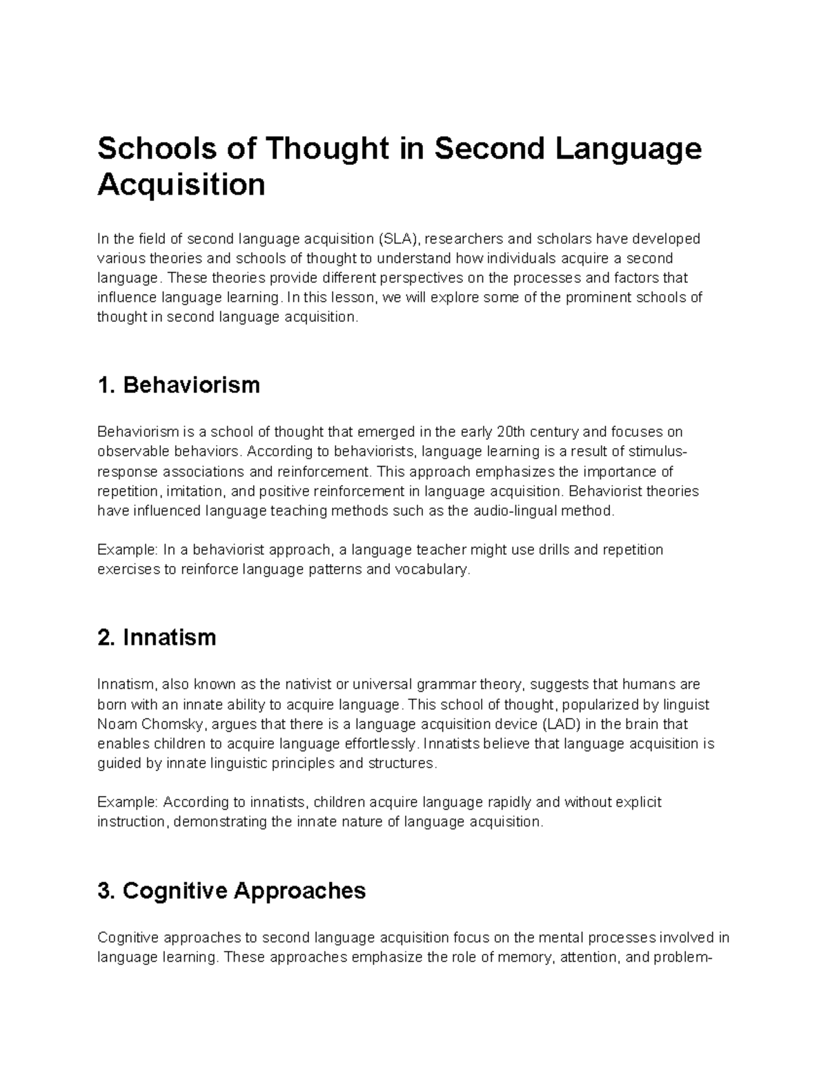 Lesson 3 Priciples and Theories Language Program - Schools of Thought ...