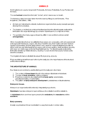 Animal Structure and Function - AN INTRODUCTION TO ANIMAL STRUCTURE AND ...