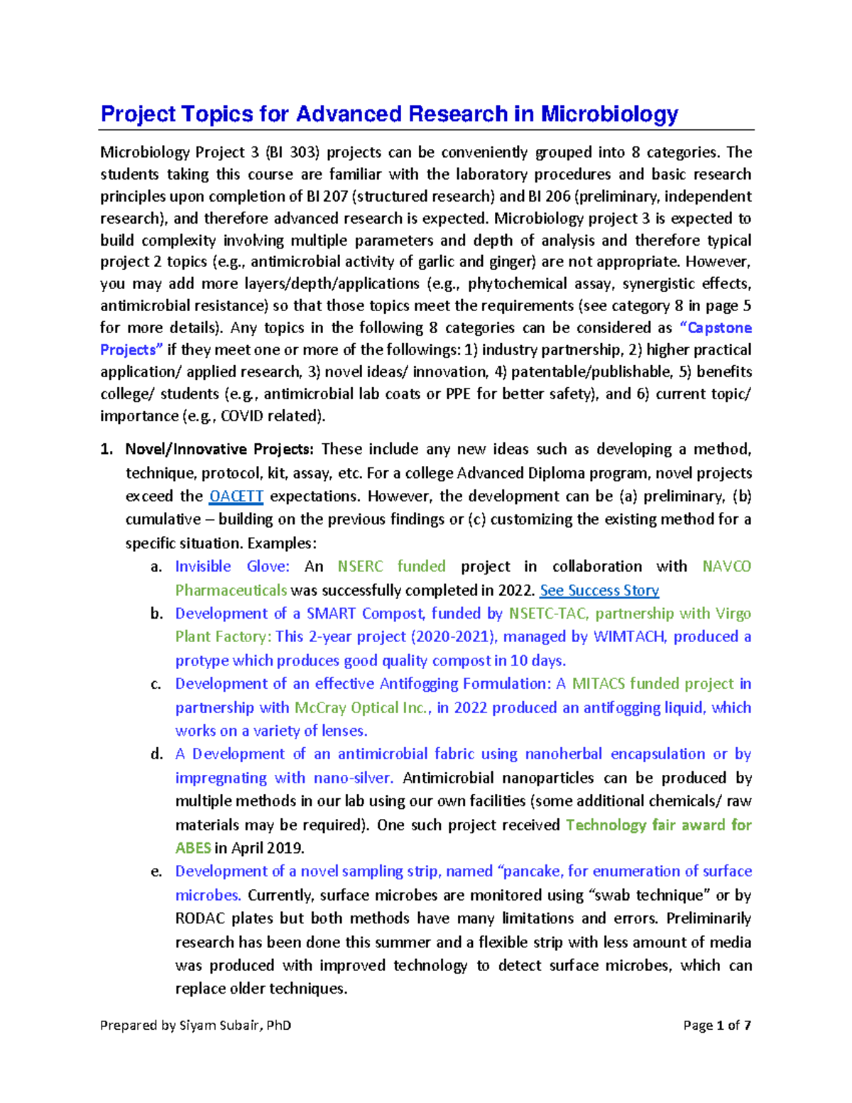 BI 303 Project Topics and Ideas F 23 - Project Topics for Advanced ...