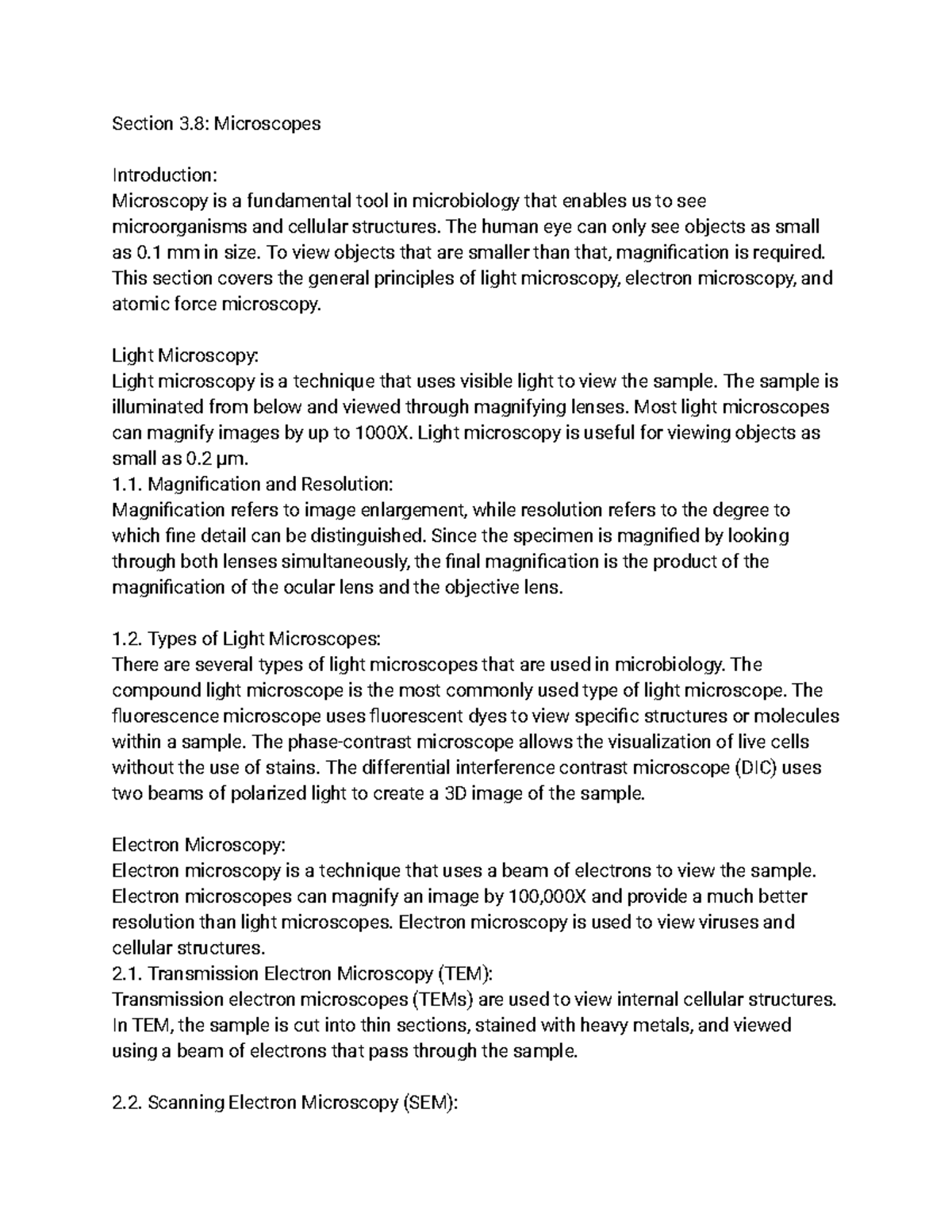 Section 3.8 Microscopes - Section 3: Microscopes Introduction ...