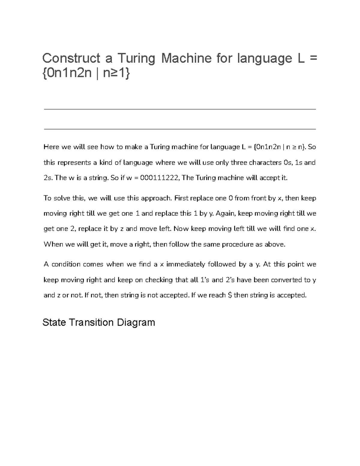 Question BANK – 4(Part 12) Construct a Turing Machine for language L ...