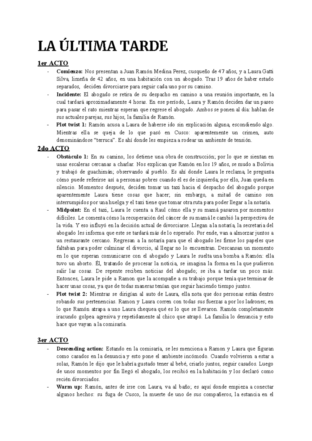 LA Última Tarde - fbdffbbrtggfg - LA ÚLTIMA TARDE 1er ACTO - Comienzo ...