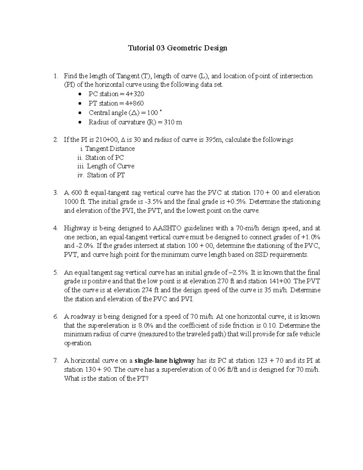 Tutorial 03 Geometric Design - Tutorial 03 Geometric Design Find the ...