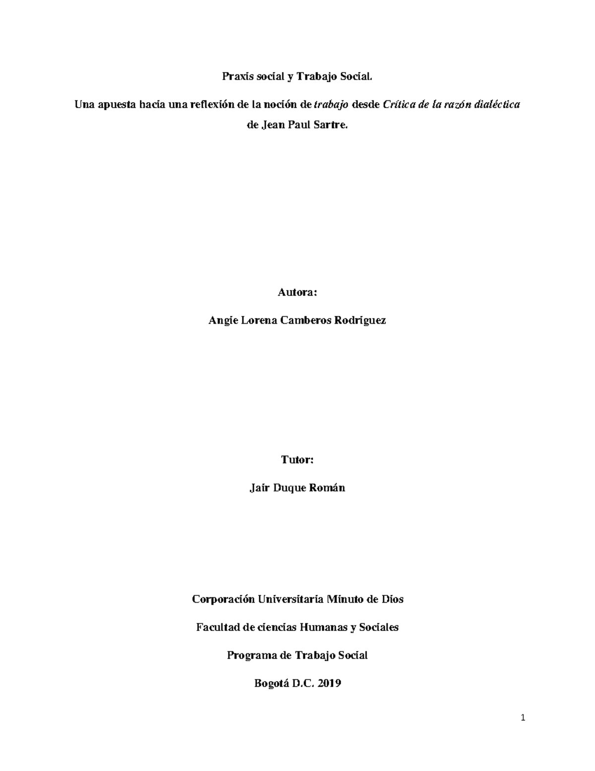 Praxis social y Trabajo Social. Cambero Rodríguez Angie - Praxis social ...