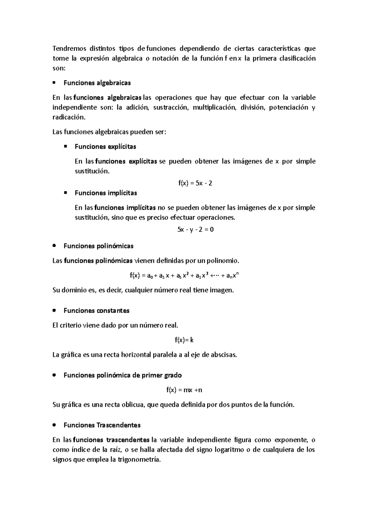 Tipos de Funciones - Calculo diferencial - Tendremos distintos tipos de ...