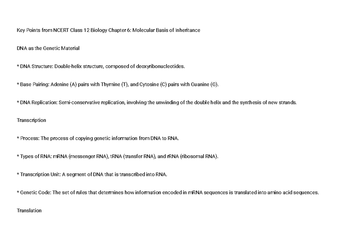 Gt P70XMfw9 - hjij... - Key Points from NCERT Class 12 Biology Chapter ...