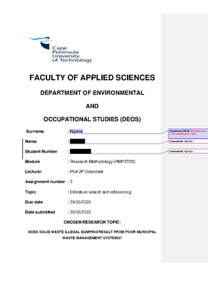Research report template - REA100S - CPUT - Studocu