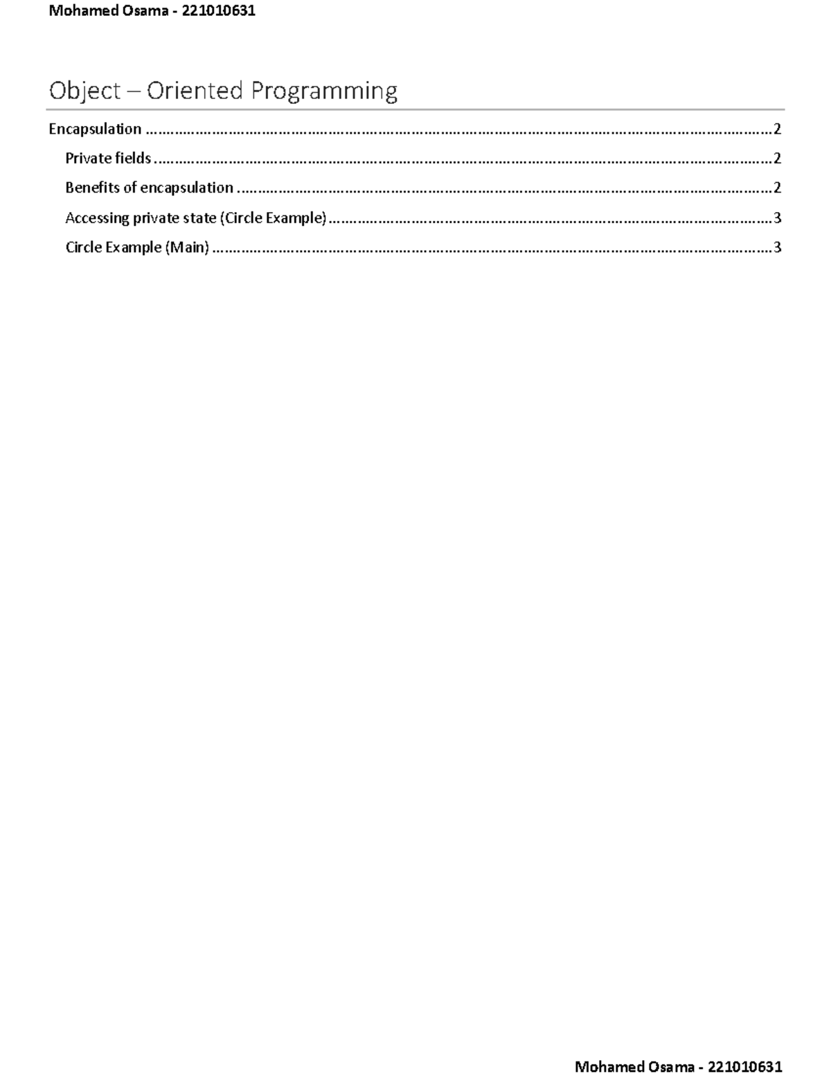 Oop P2 2 Encapsulation Object Oriented Programming Mohamed Osama