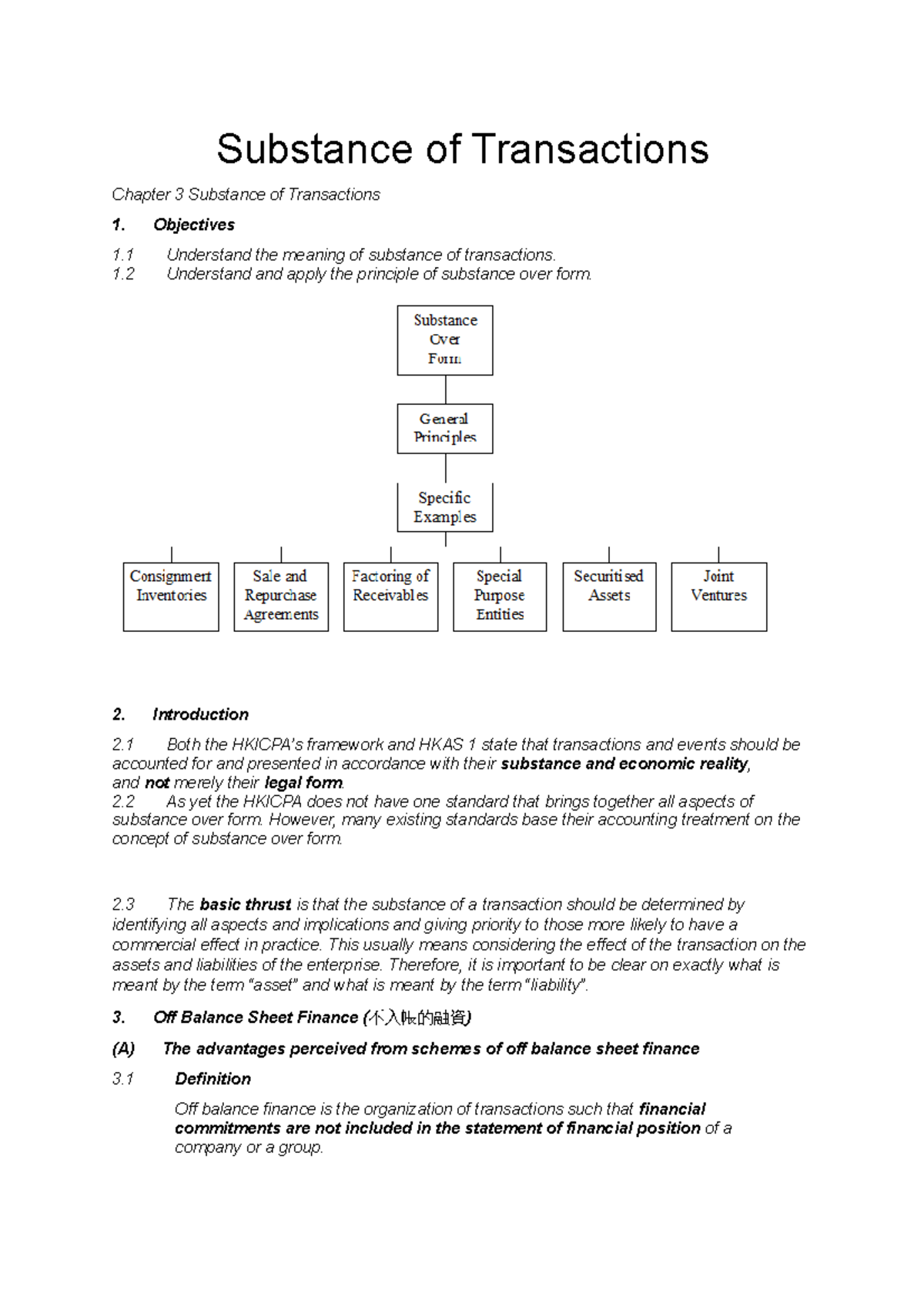 Substance of Transactions in accounting - Substance of Transactions ...