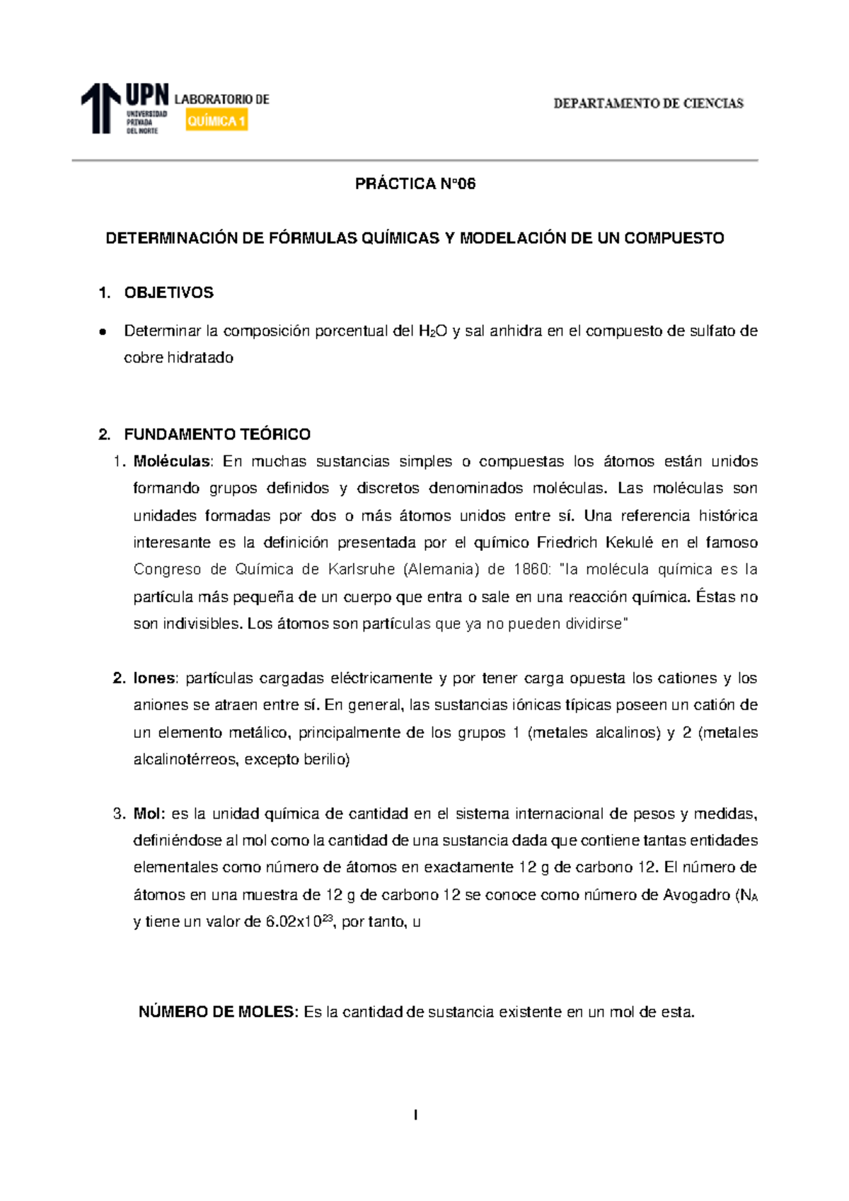 SEM 07 - Práctica 06 - Determinación DE UNA Fórmula Química Y Modelación DE UN Compuesto ...