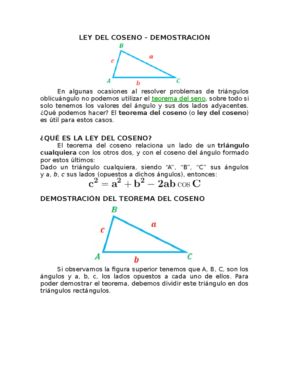Problema Del Triangulo Coseno