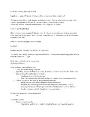 Banking and Financial Institution Outline Notes - Class 1- August 28 ...