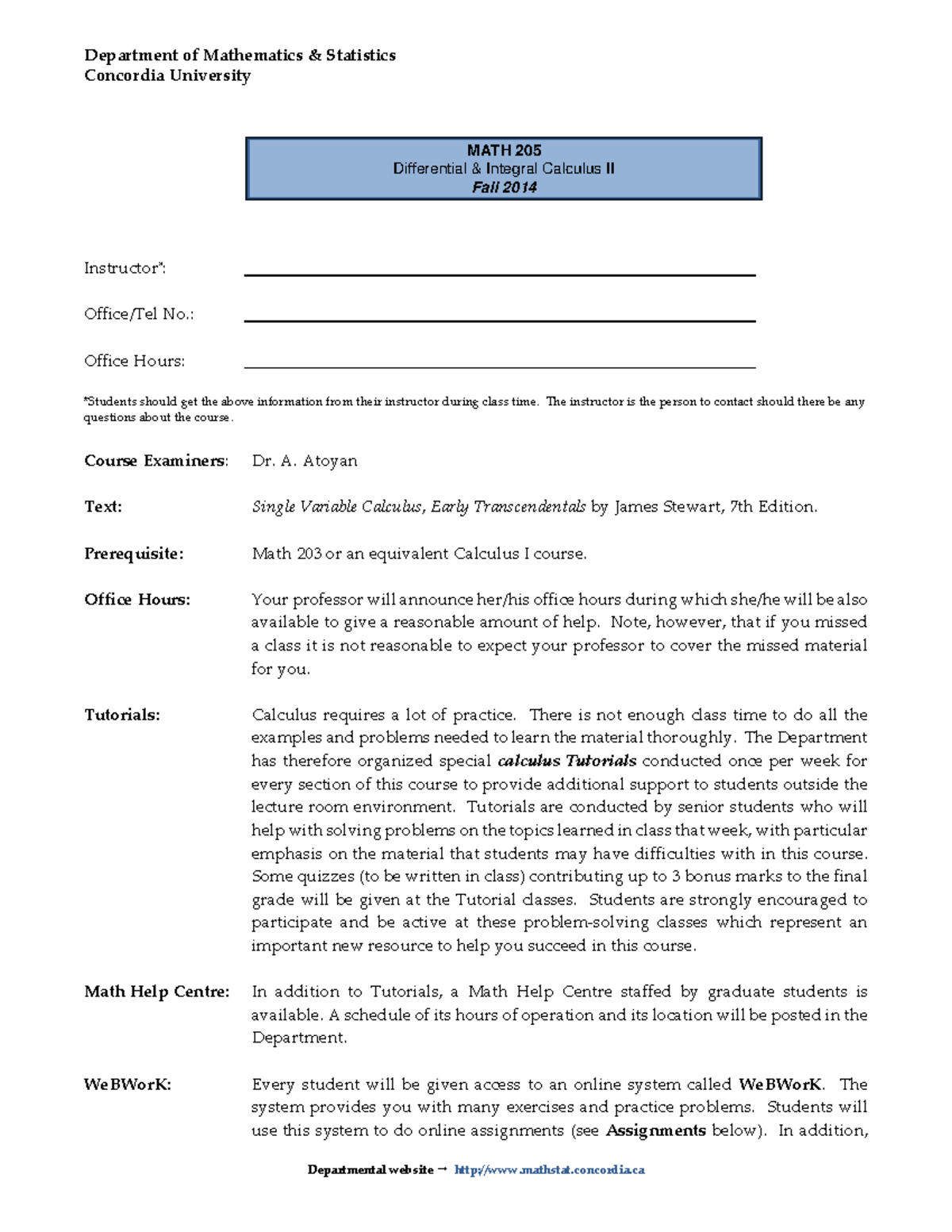 MATH 205 - Outline fall - - Studocu