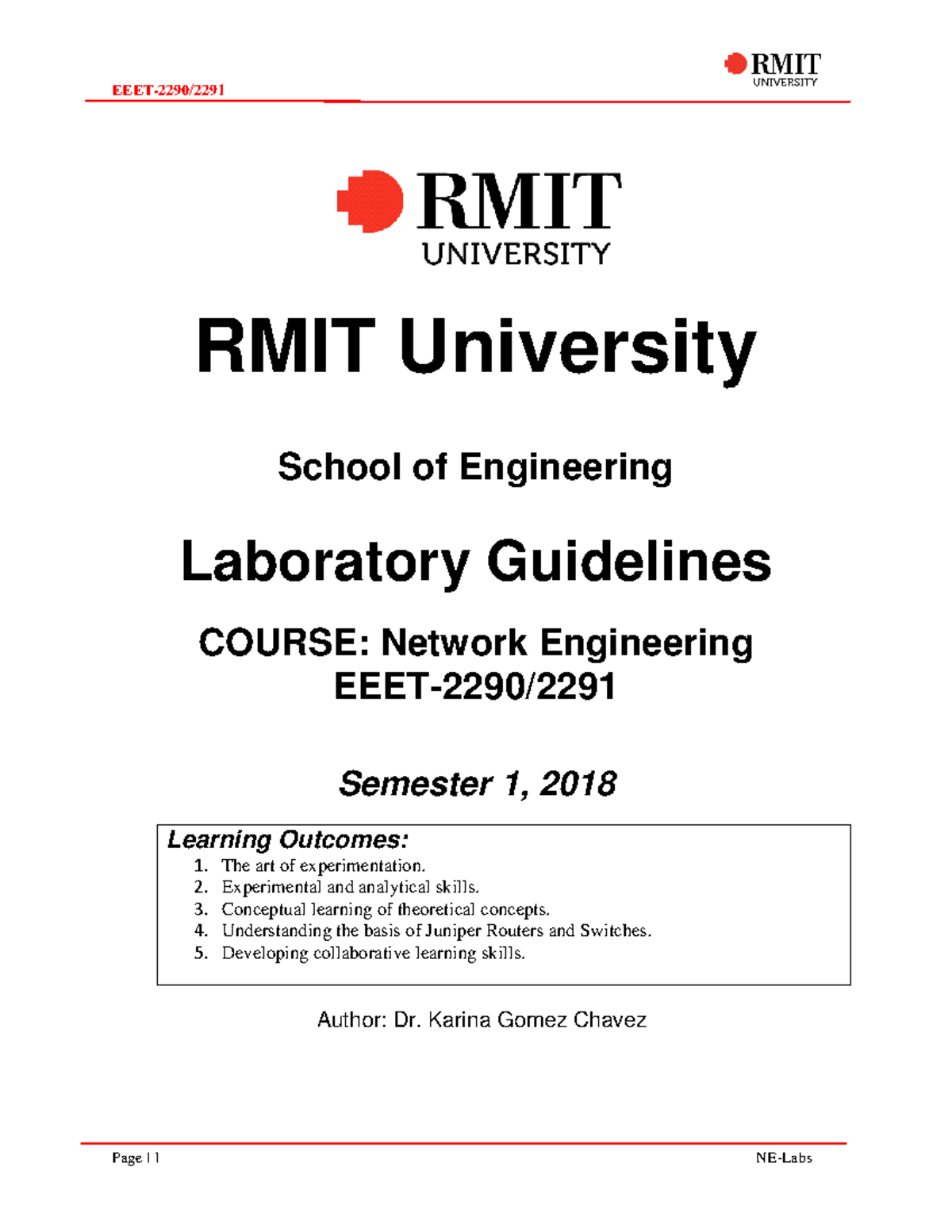 Lab1 - Laboratory 1 - EEET-2290/2291 RMIT University School of Engineering Laboratory Guidelines ...