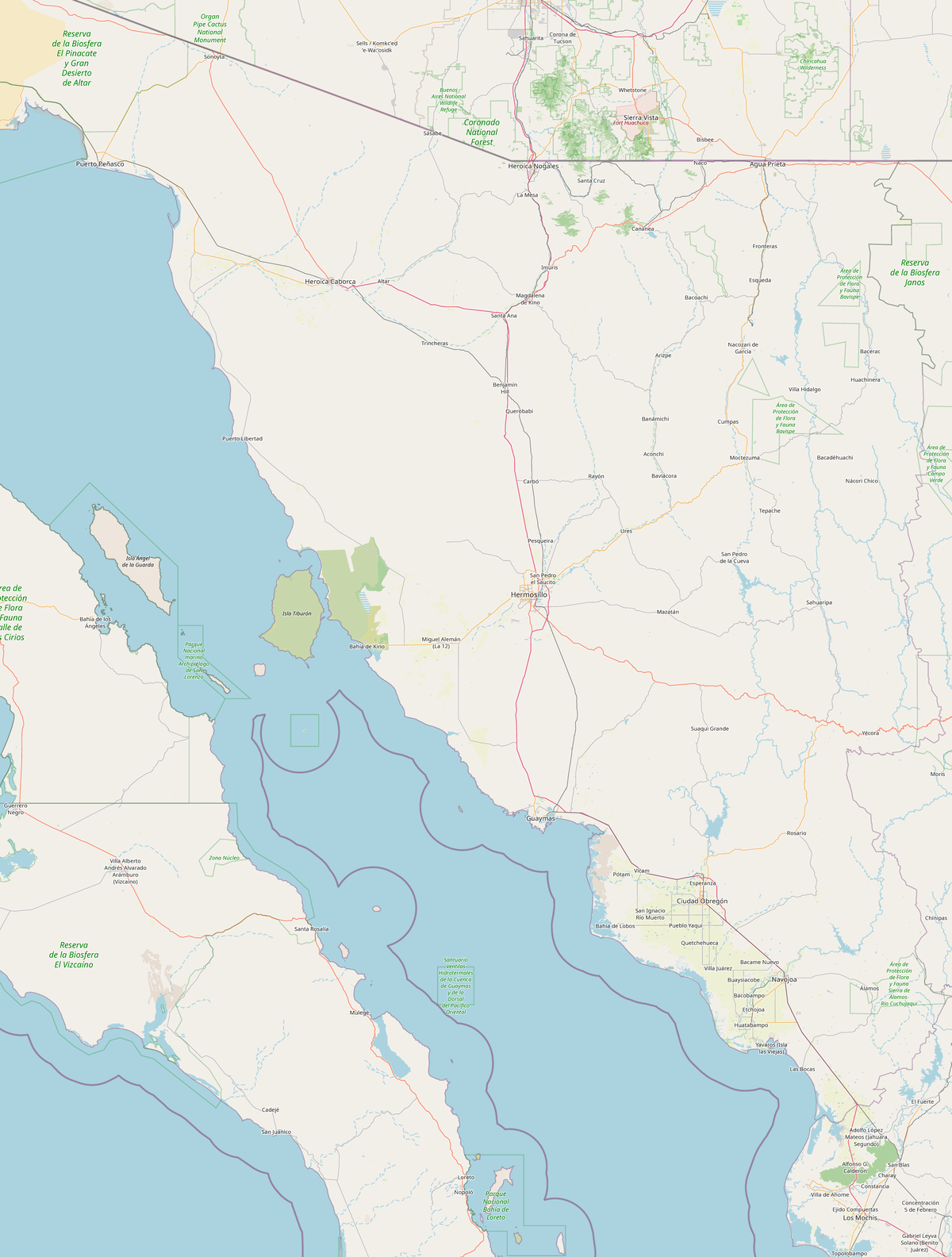 Mapa Territorial Hermosillo - Hermosillo Ciudad Obregón Los Mochis ...