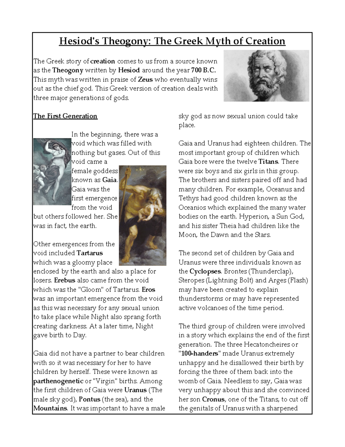 Greek religion - theogony - Hesiod'ʹs Theogony: The Greek Myth of ...
