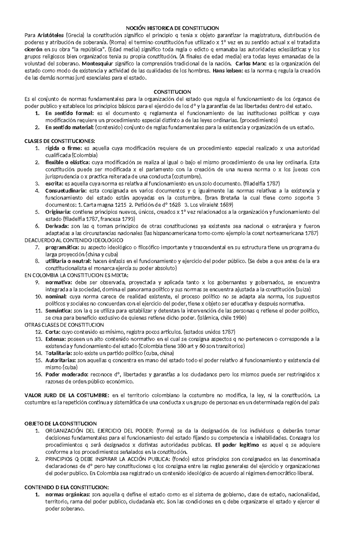 2. TEORIA CONSTITUCIONAL - NOCIÓN HISTORICA DE CONSTITUCION Para ...
