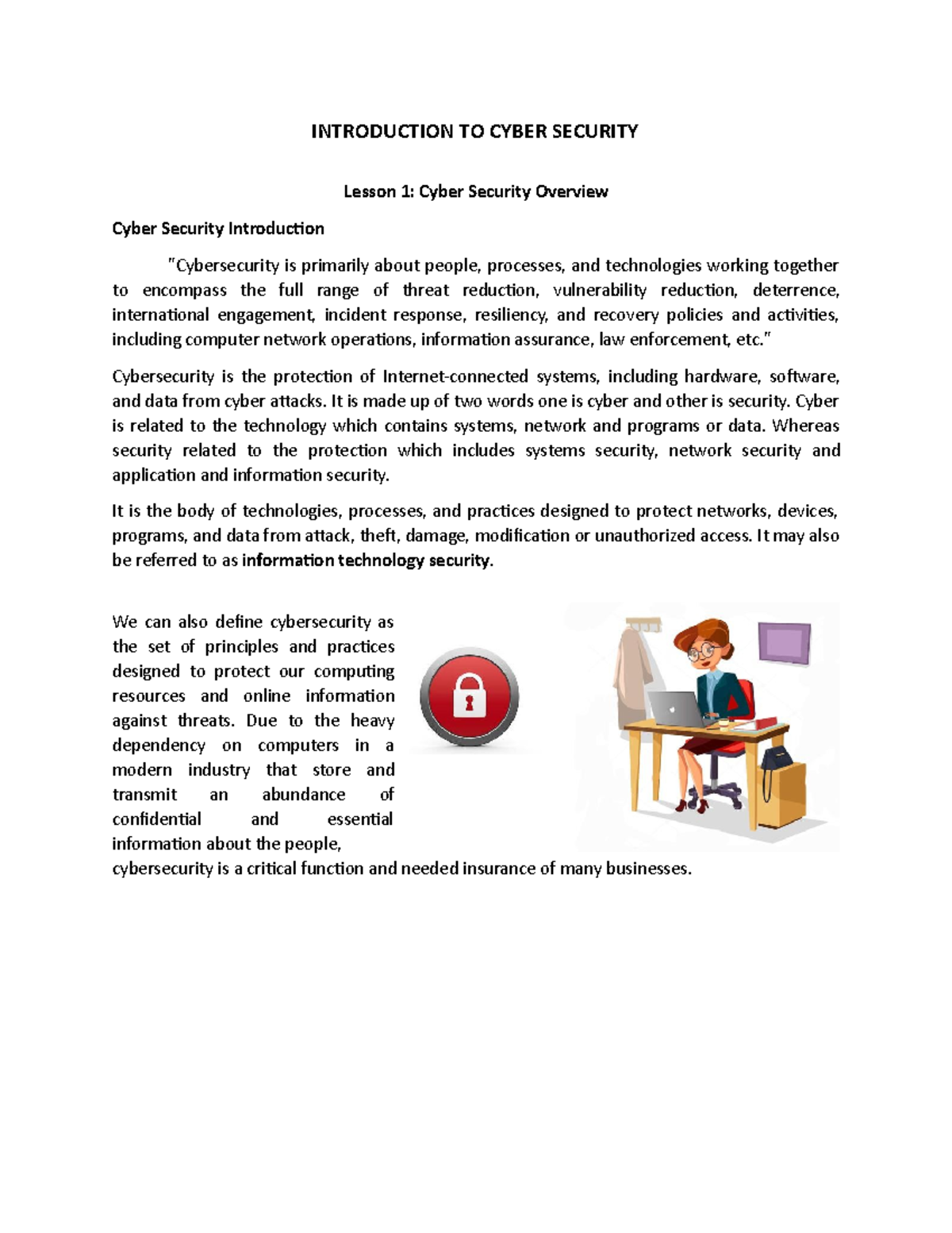 IT01 Chapter 9 - INTRODUCTION TO CYBER SECURITY - INTRODUCTION TO CYBER ...