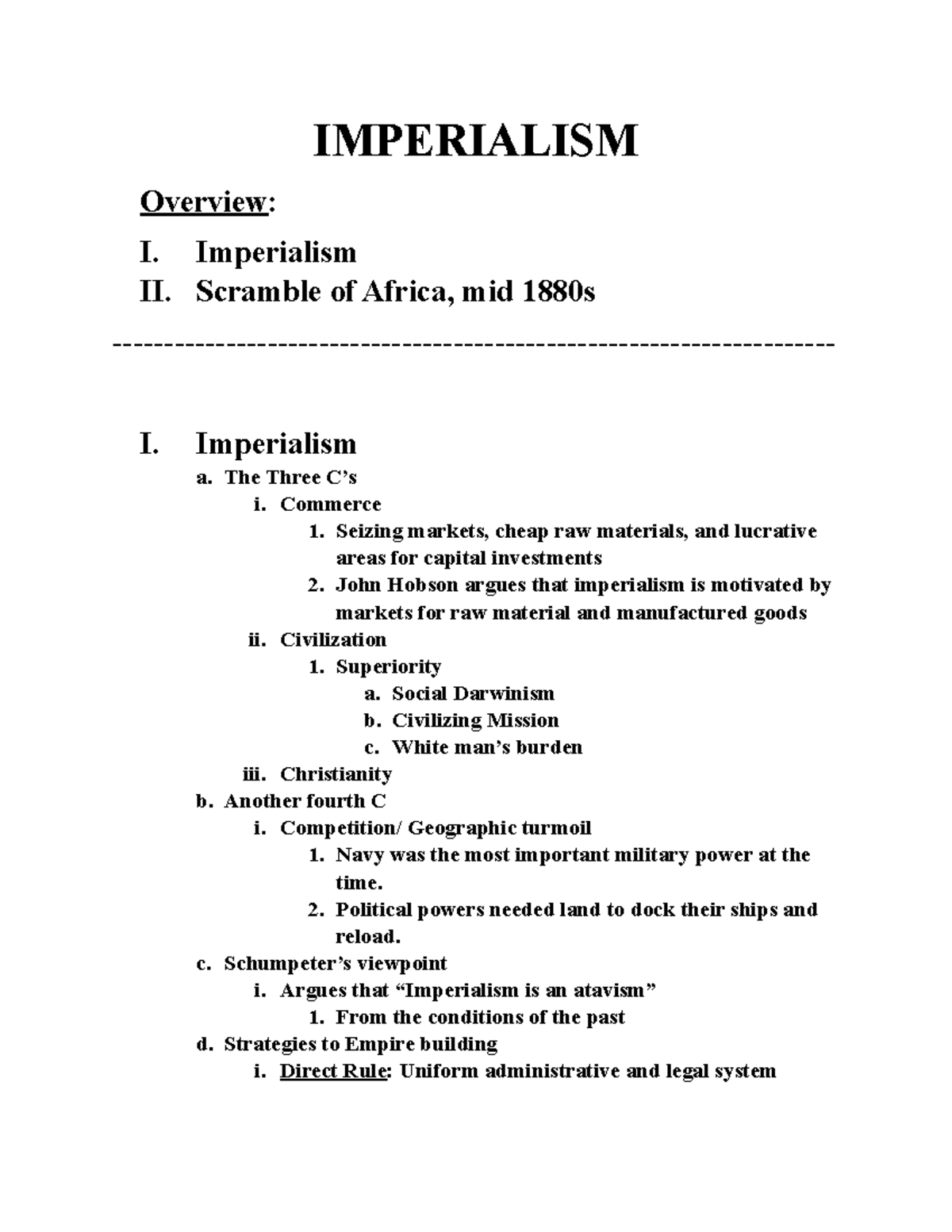 Overview Of Imperialism Notes Day 1 IMPERIALISM Overview I overview-of-imperialism-notes-day-1-imperialism-overview-i