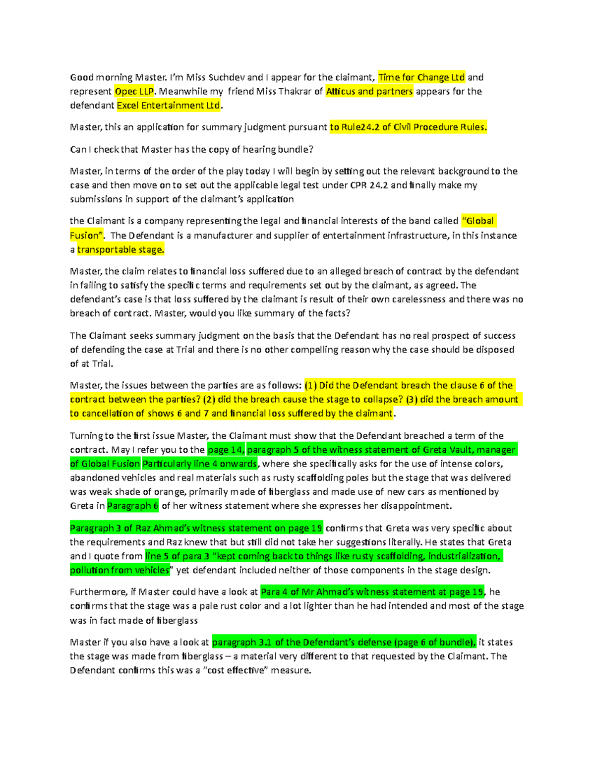 Advocacy Script REAL - helpful - Good morning Master. I’m Miss Suchdev ...