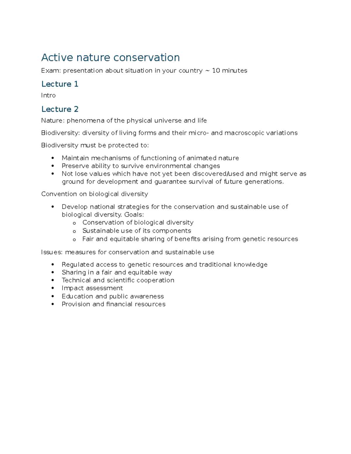 Active nature conservation lecture notes - Active nature conservation ...
