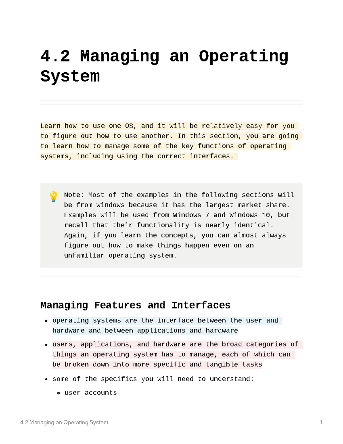 4.2 Managing an Operating System - 4 Managing an Operating System Learn ...