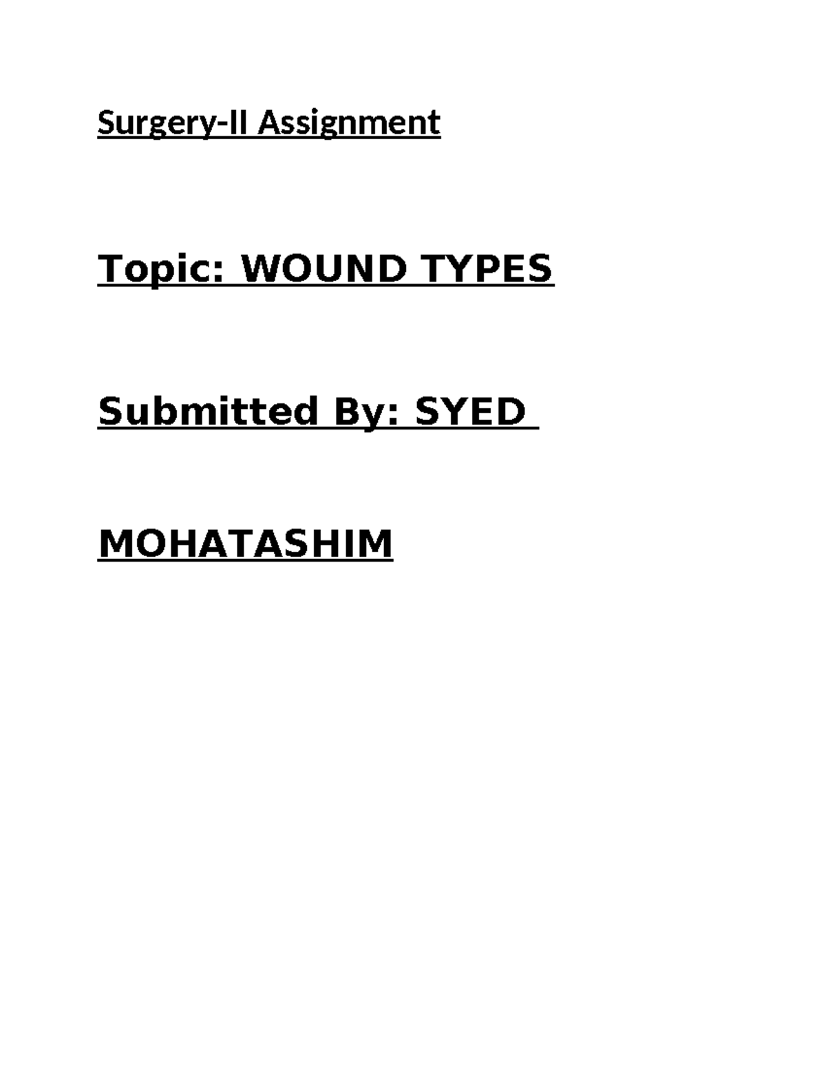 Types OF Wound BY Mohatasim - Surgery-II Assignment Topic: WOUND TYPES ...