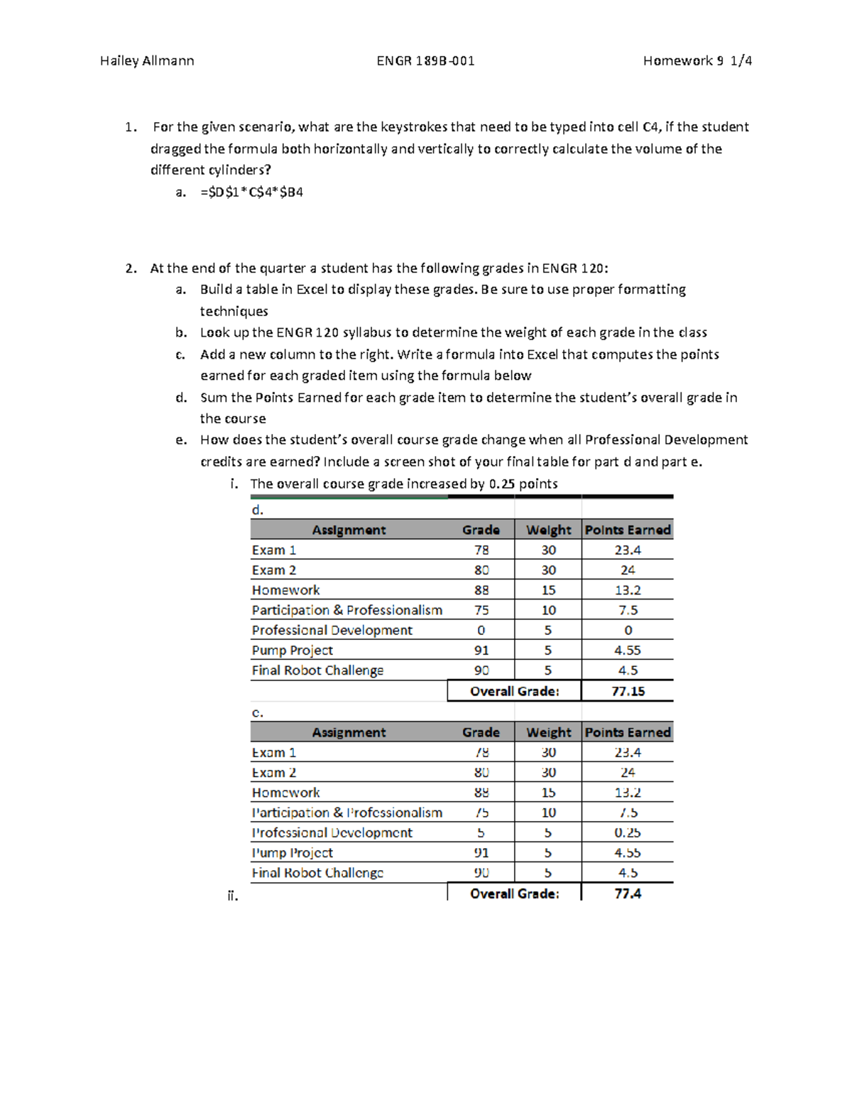 ENGR Homework 9 (No CWID) - For the given scenario, what are the keystrokes that need to be ...