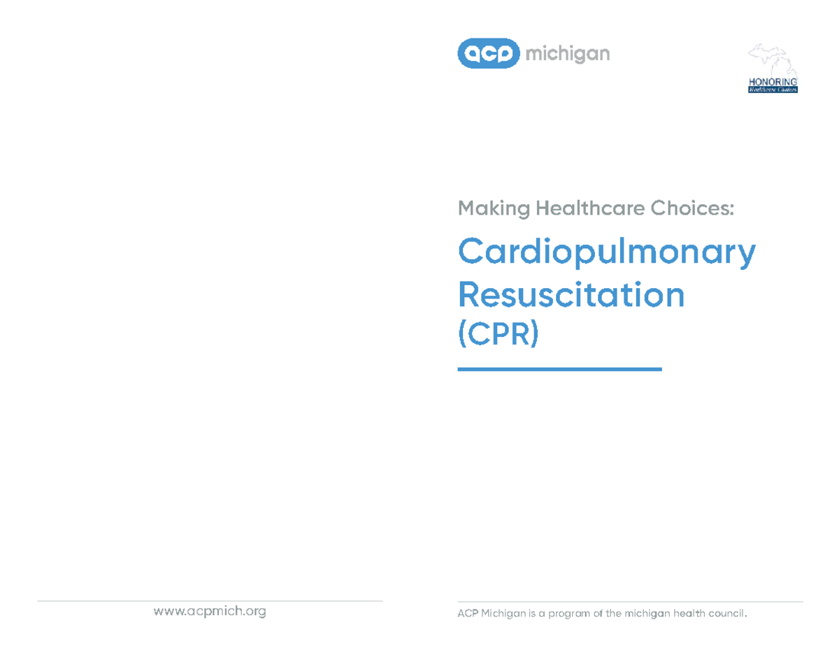 Cpr factsheet - Making Healthcare Choices: Cardiopulmonary ...