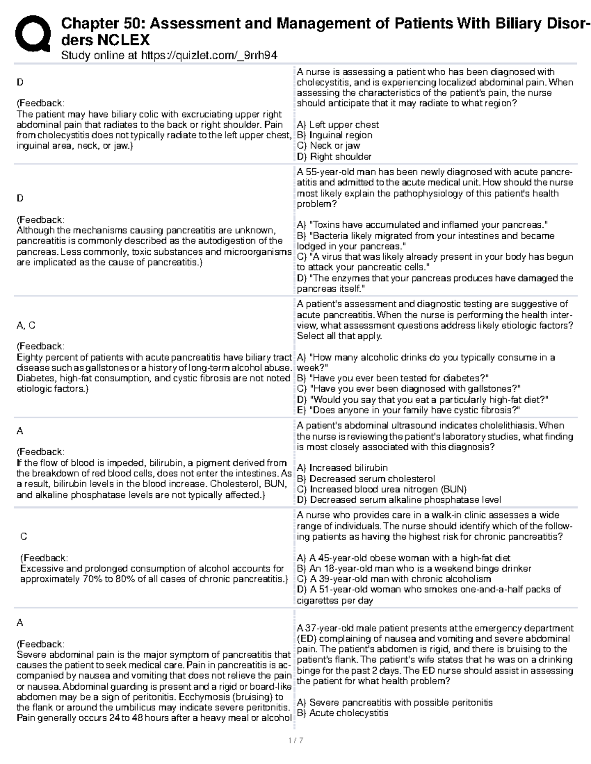 Assessment and Management of Patients with Biliary Disorders TEST BANK ...