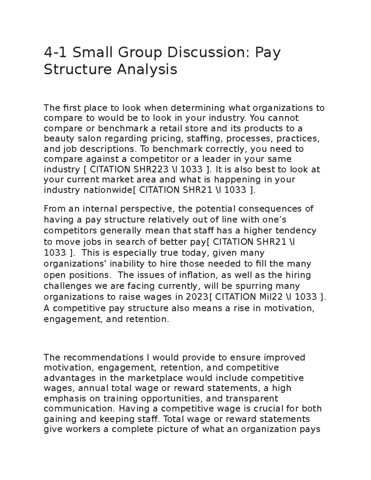 OL-600-X2208 4-1 Small Group Discussion Pay Structure Analysis - 4-1 ...