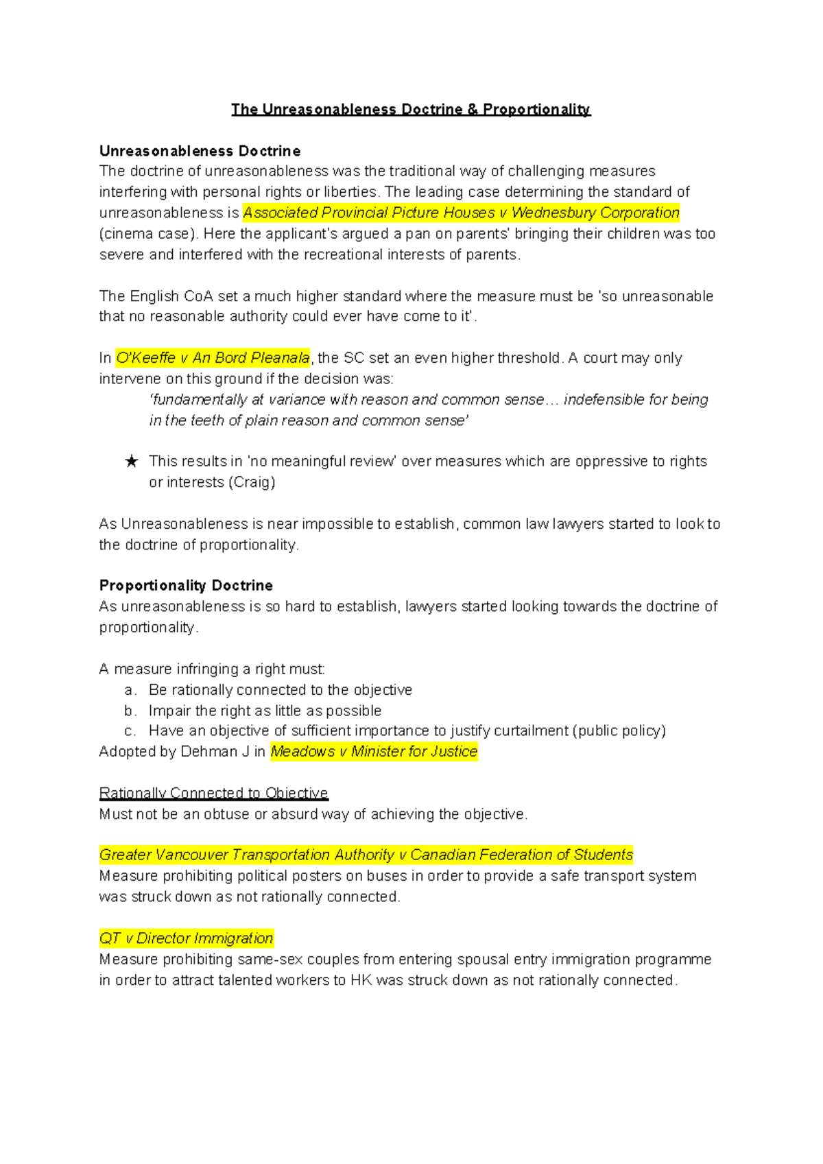 Topic 4 - Unreasonableness & Proportionality - The Unreasonableness ...