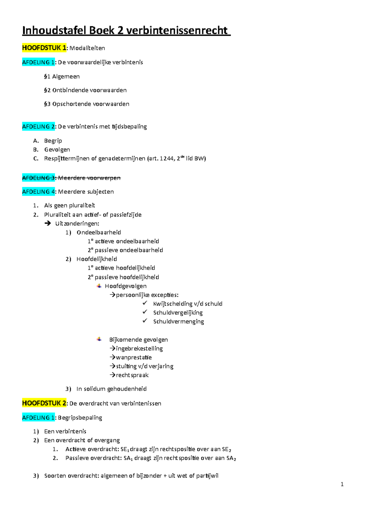 Inhoudstafel Boek 2 verbintenissenrecht - Inhoudstafel Boek 2 ...