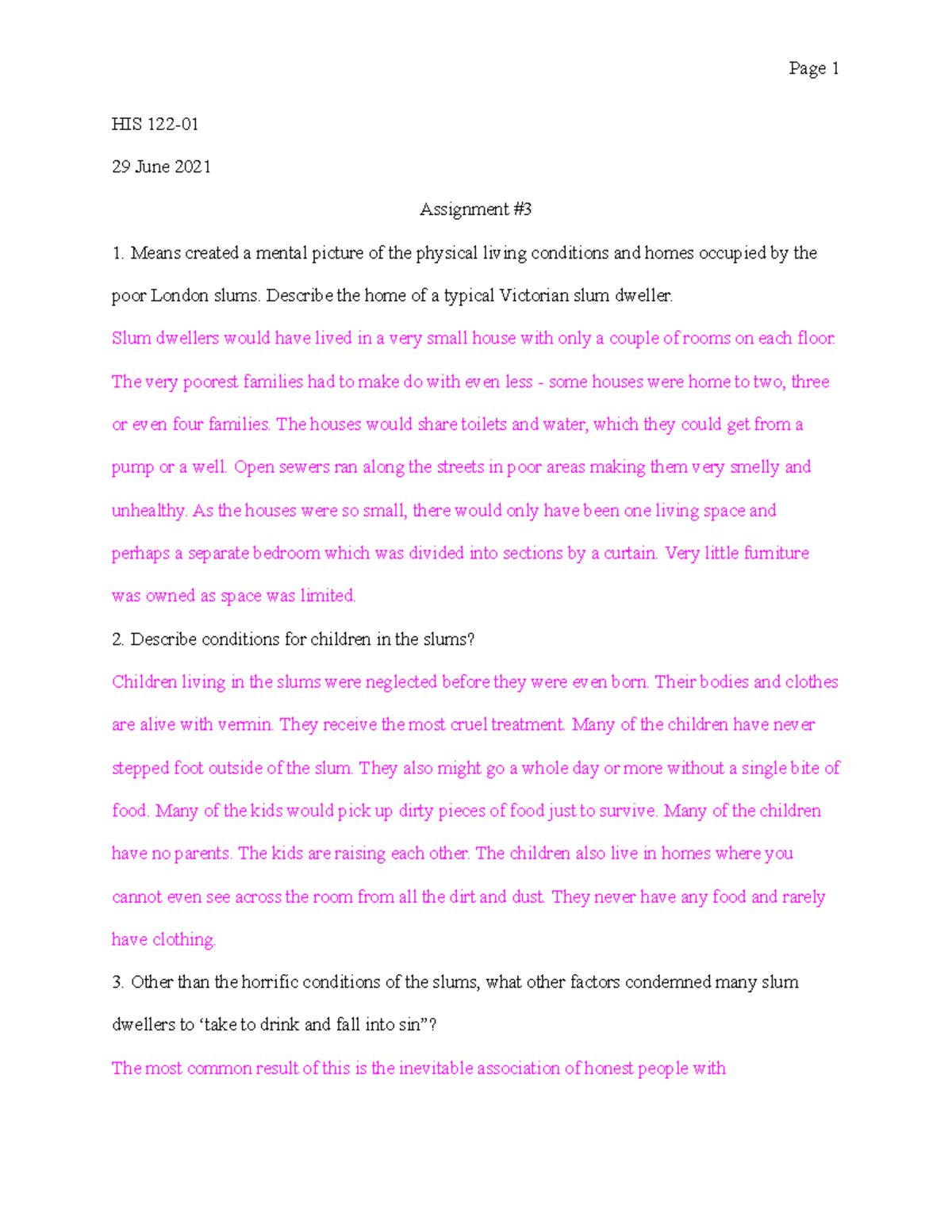 Module 3 Assignment 3 - Page 1 HIS 122- 29 June 2021 Assignment # Means created a mental picture ...