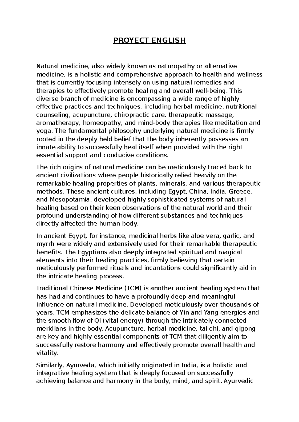 Proyect English 1 - Resumen Histology - PROYECT ENGLISH Natural ...