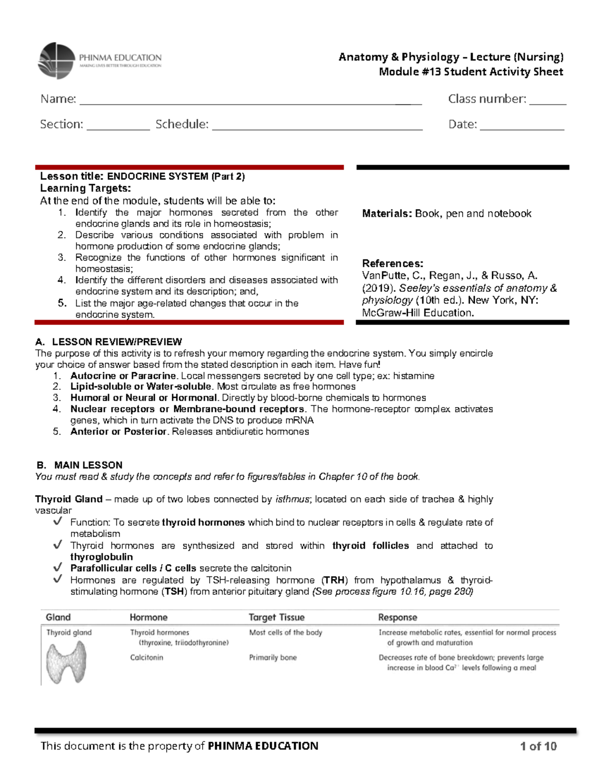 Nursing Anaphy Lec Session 13 SAS NEW Format - Module #13 Student ...