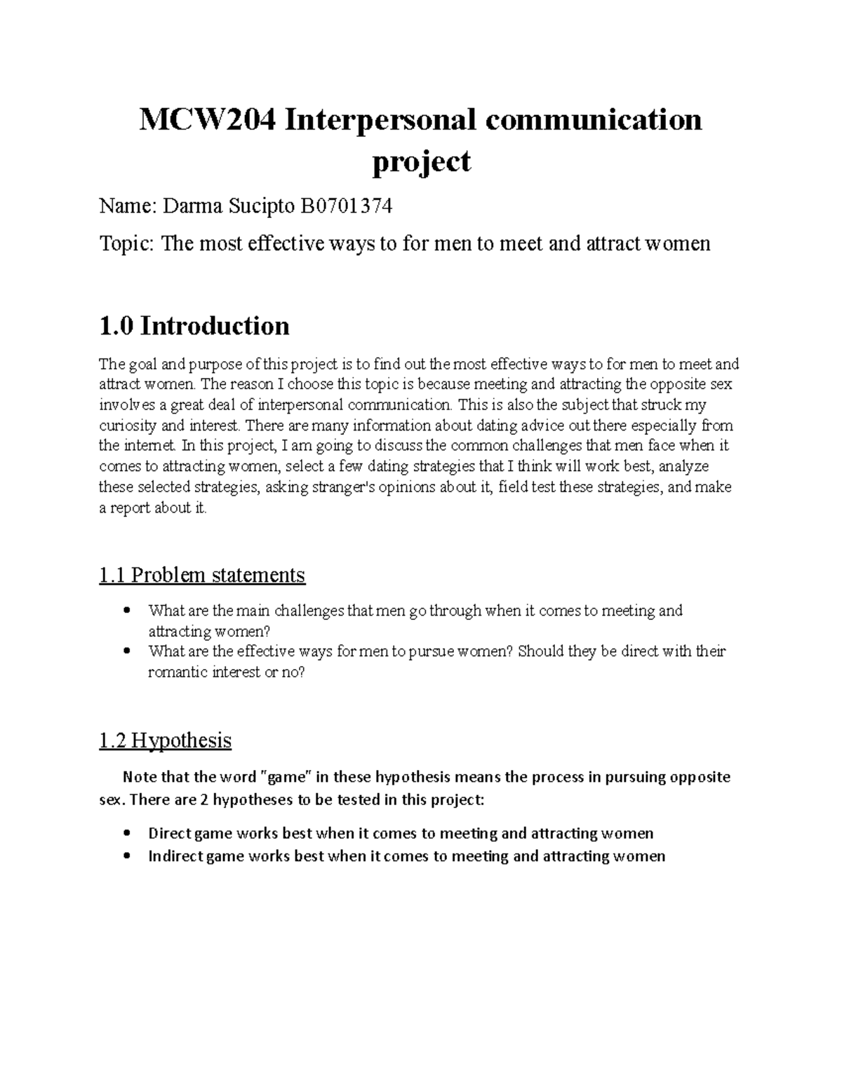 MCW204 Interpersonal communication proje - MCW204 Interpersonal ...