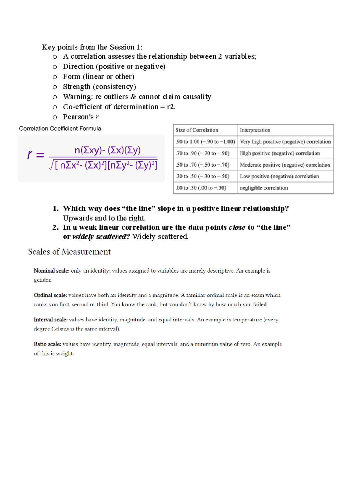Extra Notes throughout the unit - Key points from the Session 1: o A ...
