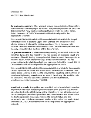 Hershey - Portfolio Project - MCCG222 – Advanced CPT and HCPCS Level II Coding Portfolio Project ...