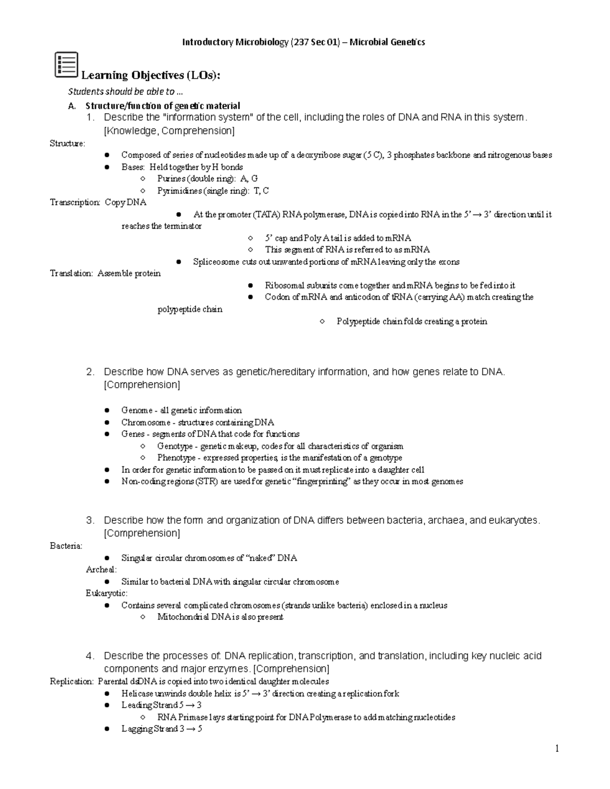 LO 7 - Prof Walsh - Introductory Microbiology (237 Sec 01) Microbial ...
