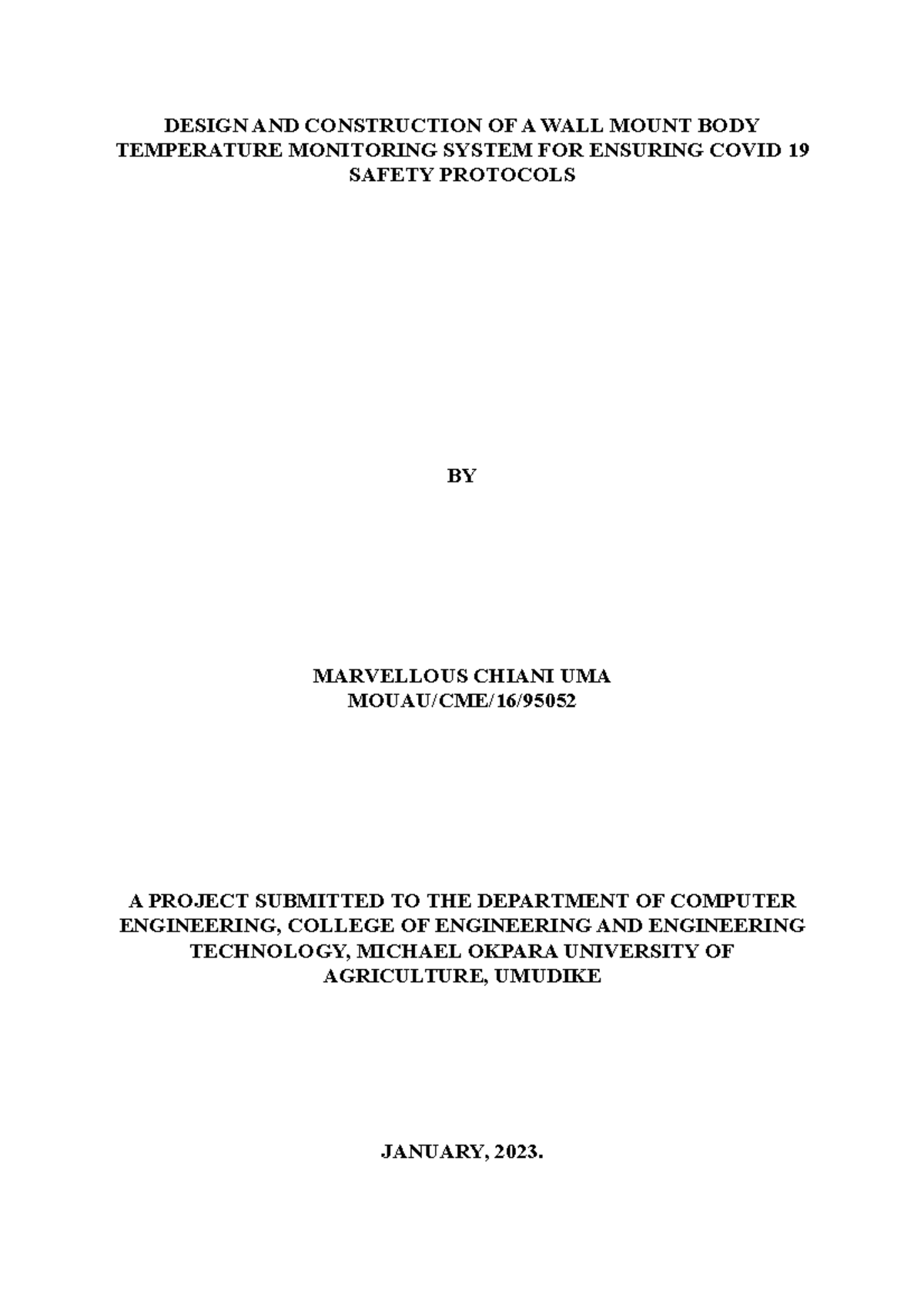 Marvelous title page - DESIGN AND CONSTRUCTION OF A WALL MOUNT BODY ...